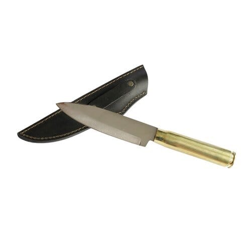 FULL TANG STAINLESS STEEL BLADE - .50 CALIBER SHELL CASING GAUCHO KNIFE ...