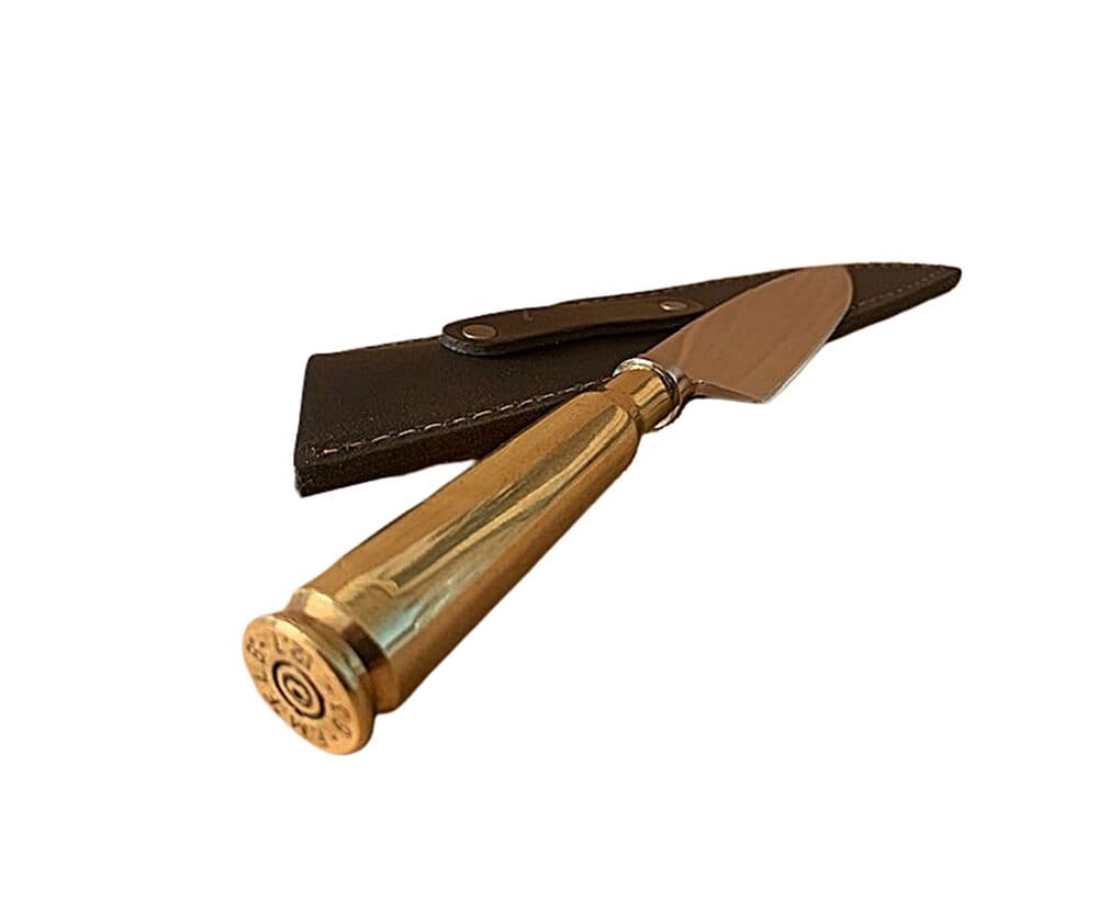 FULL TANG STAINLESS STEEL BLADE - .50 CALIBER SHELL CASING GAUCHO KNIFE ...